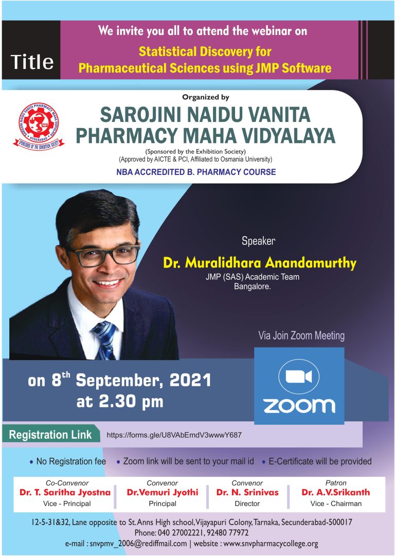 Upcoming Events - Sarojini Naidu Vanitha Pharmacy Maha Vidyalaya