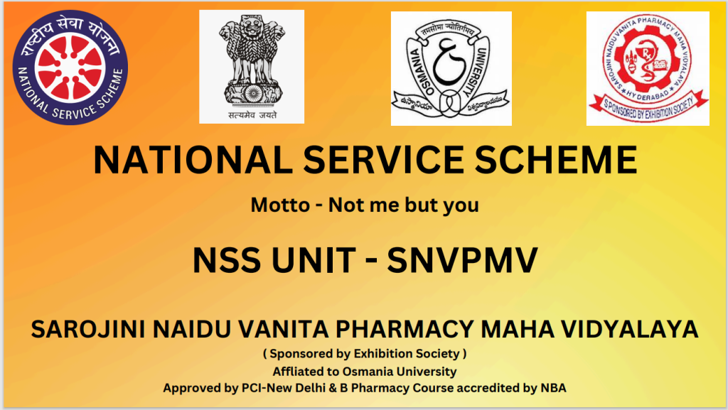 NSS ACTIVITIES - Sarojini Naidu Vanitha Pharmacy Maha Vidyalaya